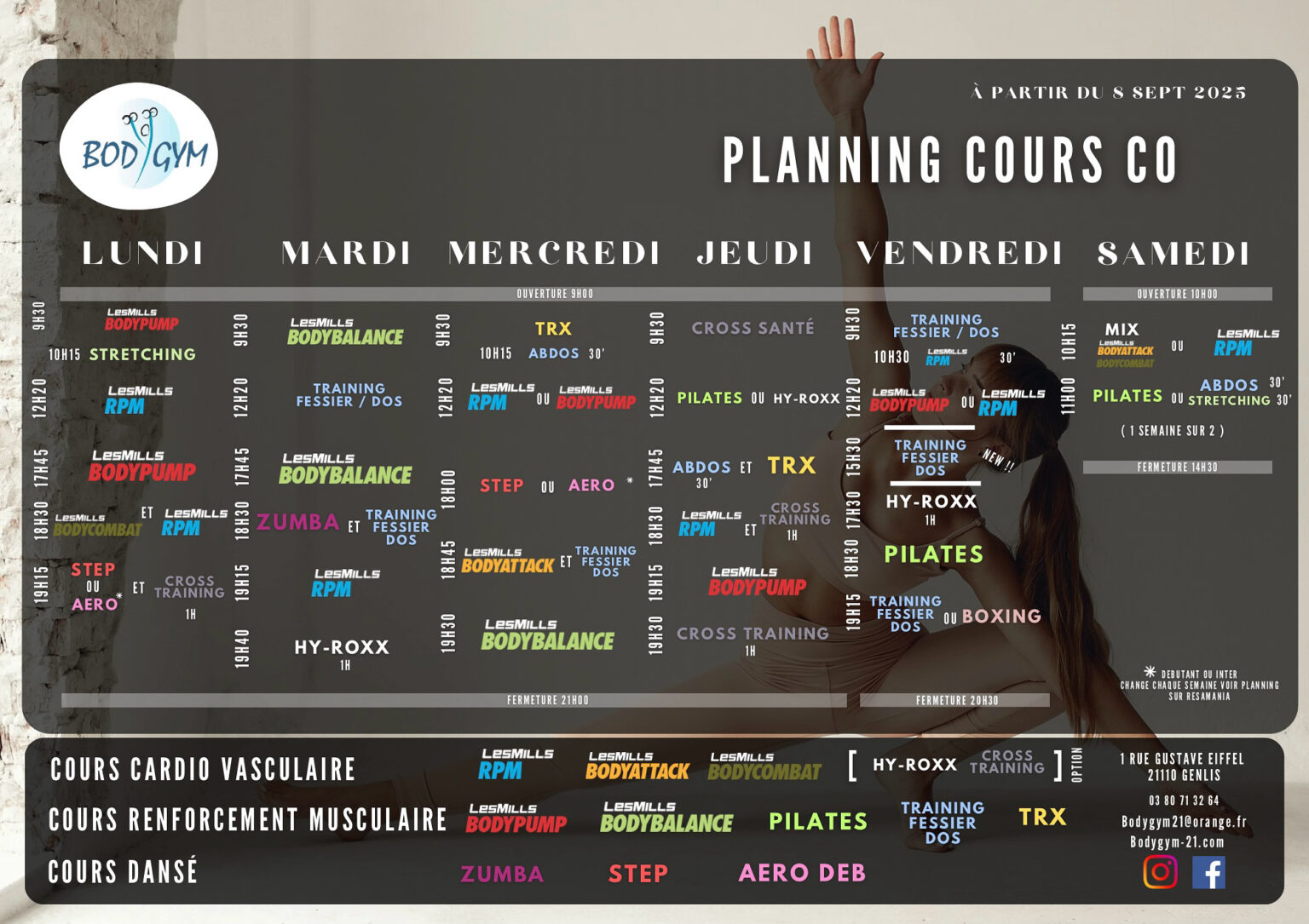 Planning des cours - BODYGYM